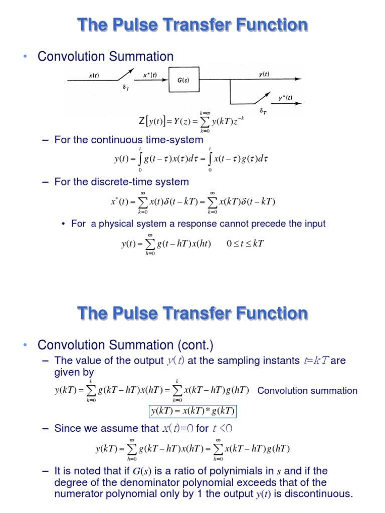 The Pulse Transfer Function: Convolution Summation | PDF | Convolution ...