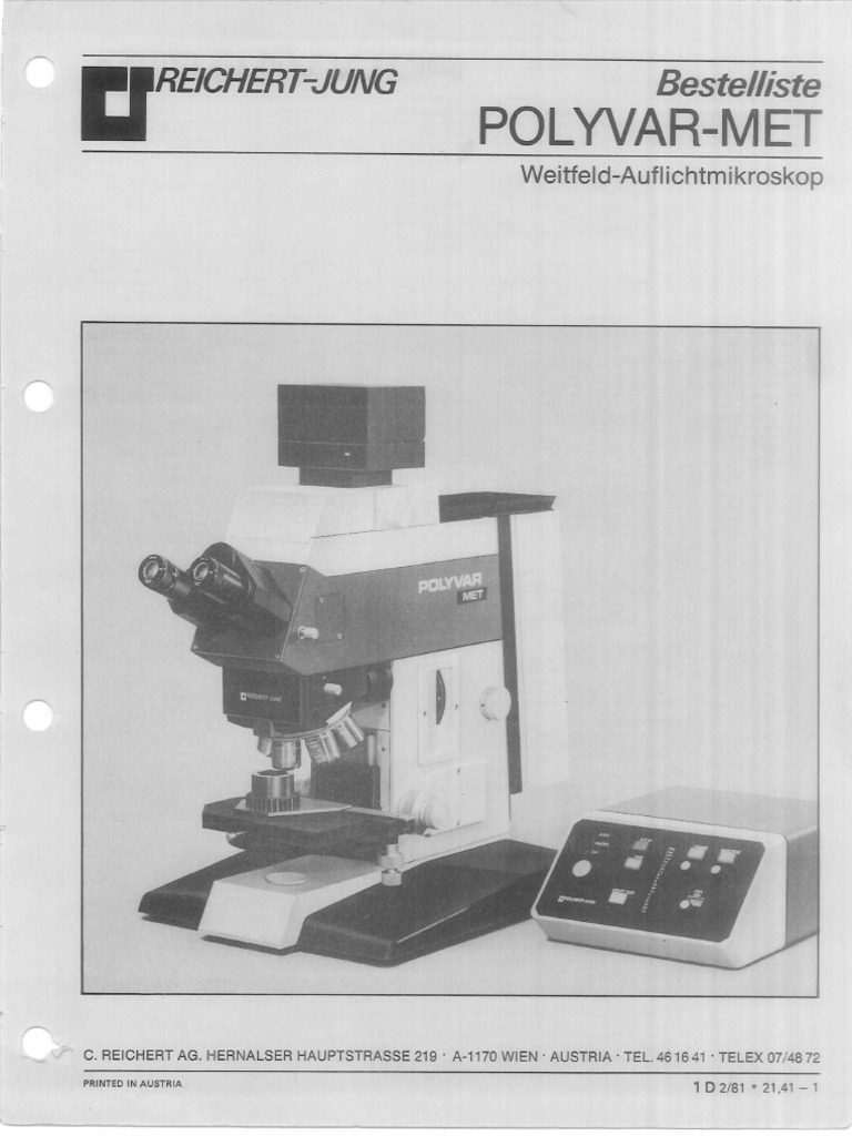 Reichert Polyvar MET-Bestelliste | PDF