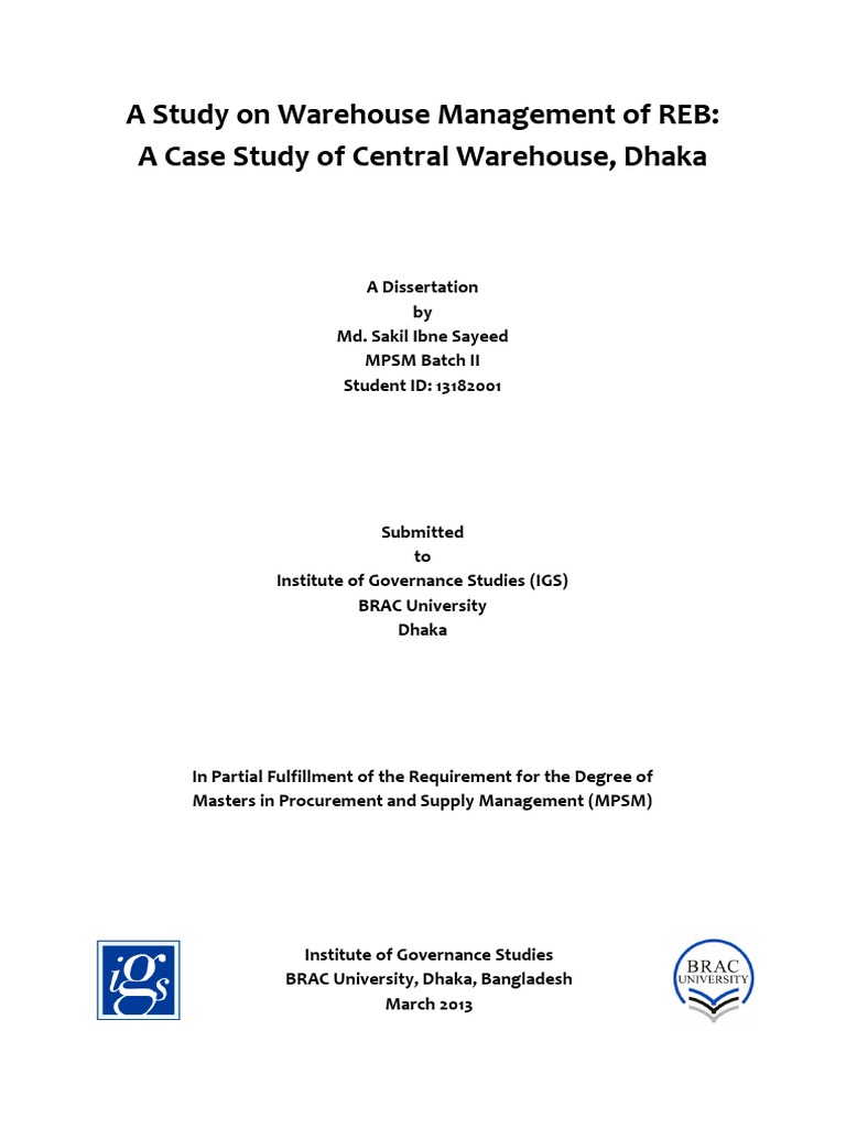 A Study On Warehouse Management of REB: A Case Study of Central ...