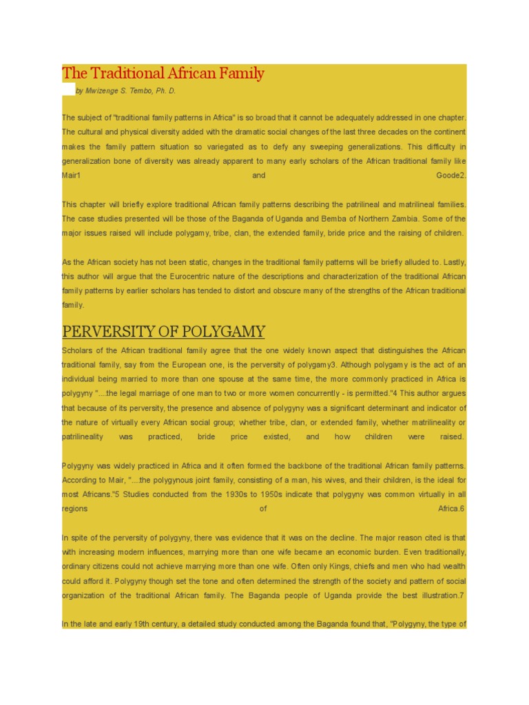 The Traditional African Family | PDF | Kinship | Marriage
