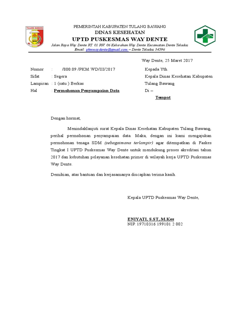 Surat Permohonan Tenaga SDM | PDF