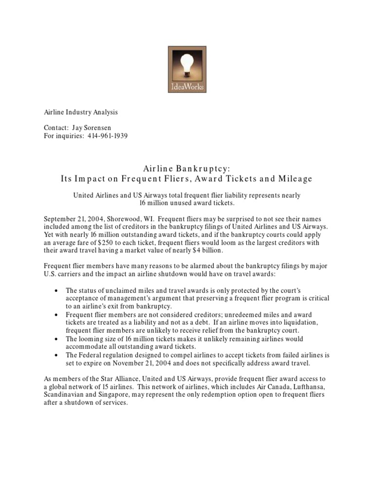 Analysis Bankruptcy | PDF | Frequent Flyer Program | Us Airways