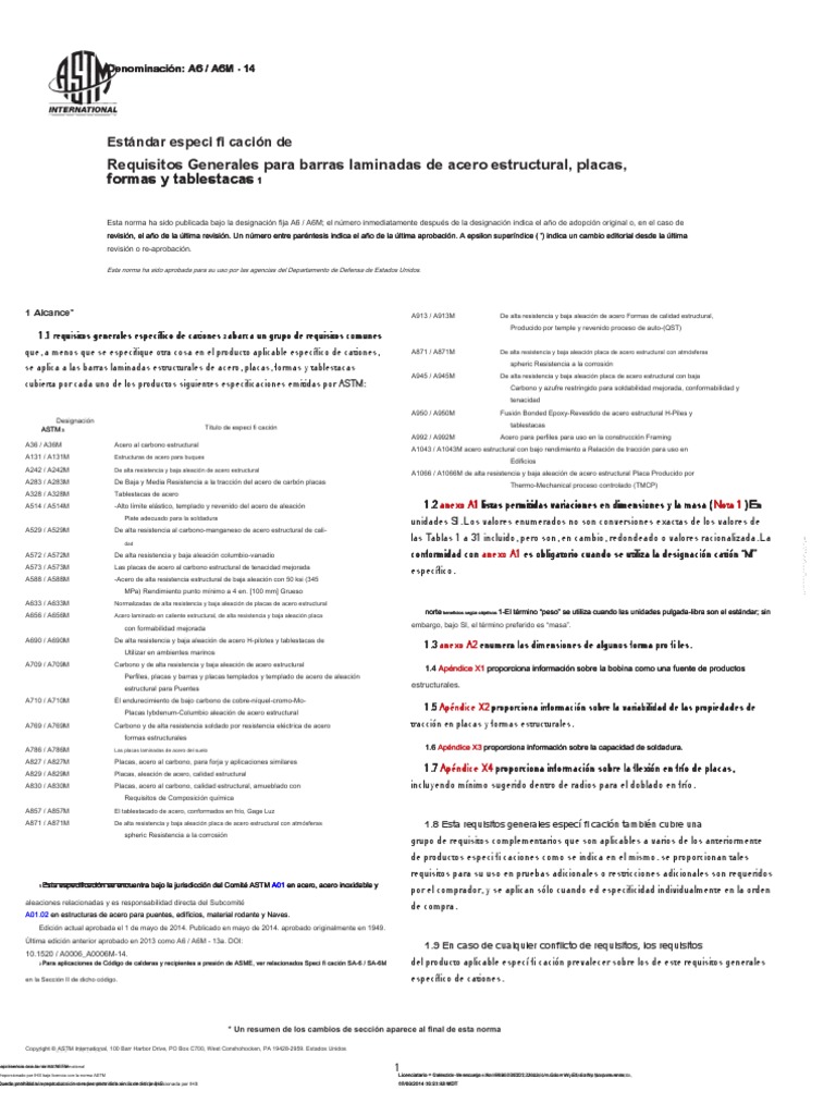 Astm a6 Español | Acero estructural | Acero