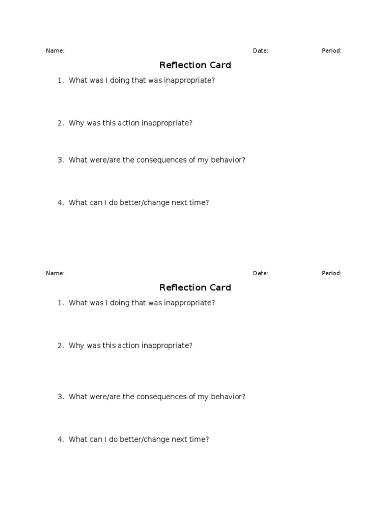 Reflection Card | PDF | Career & Growth