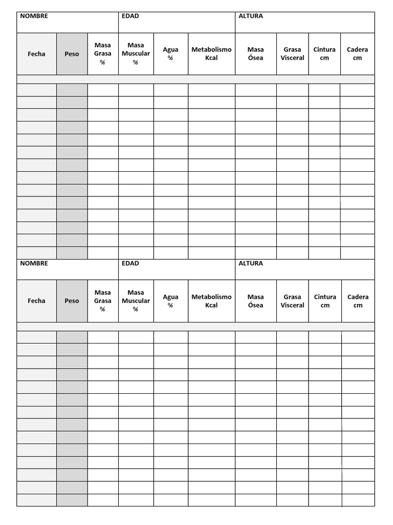 Registro de composición corporal | PDF