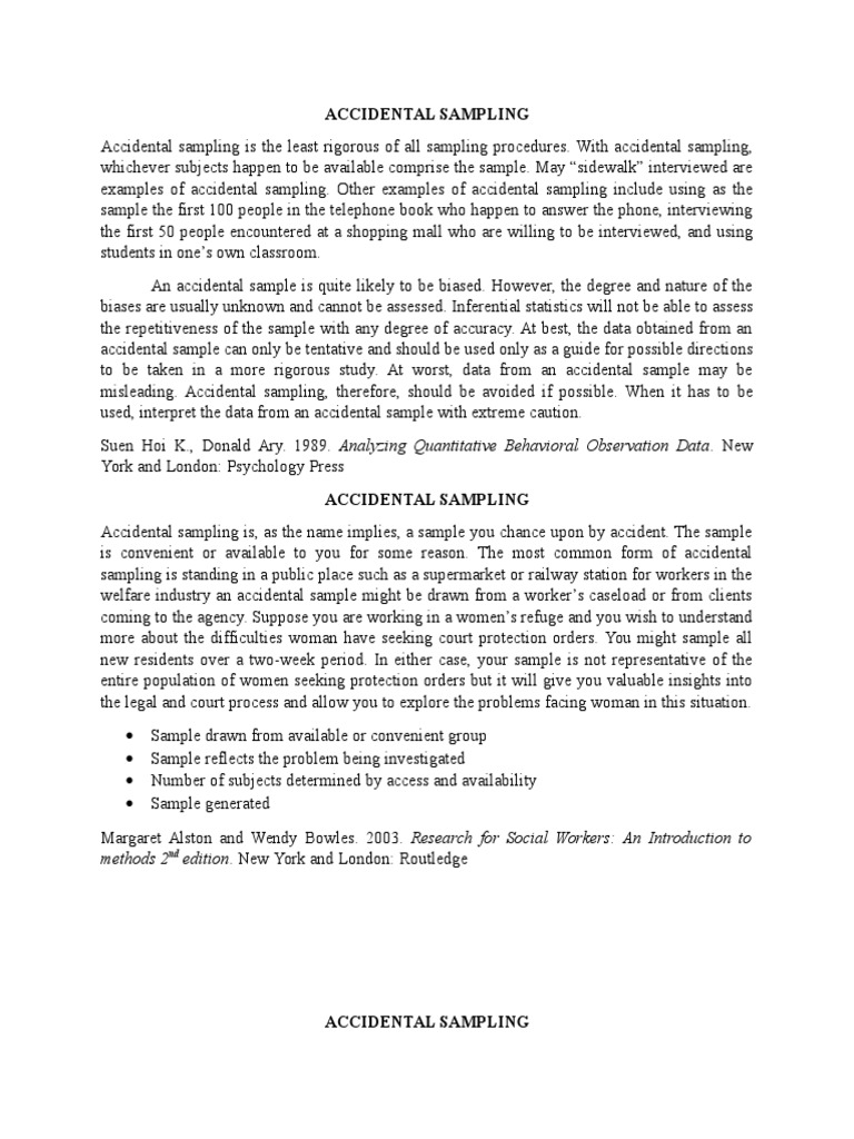 Accidental Sampling: Methods 2 Edition. New York and London: Routledge ...