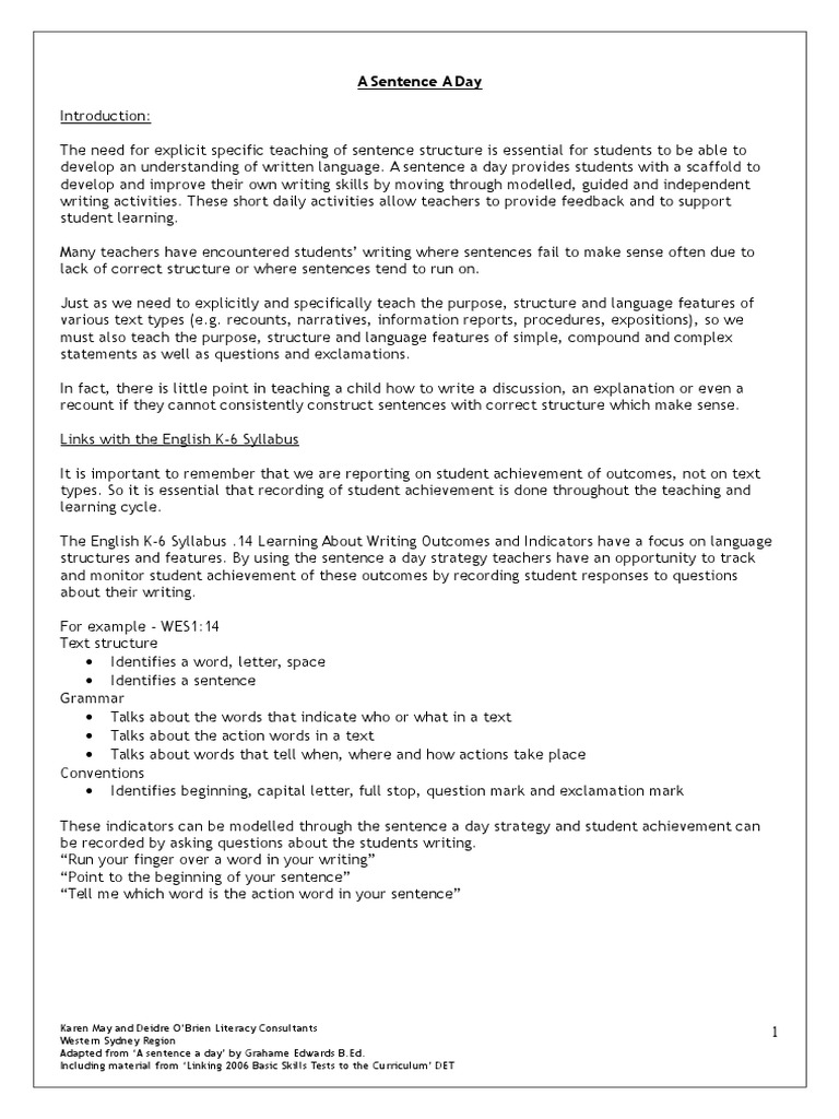 A Sentence A Day | PDF