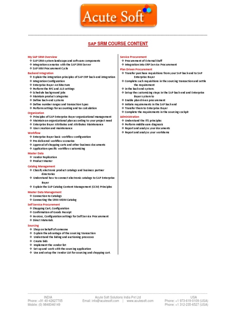 Acute Soft - SRM - Syllabus PDF | PDF
