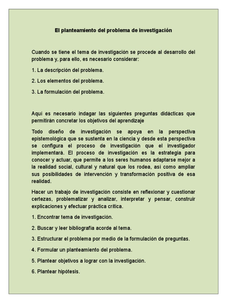 El Planteamiento Del Problema de Investigación | PDF | Teoría | Science