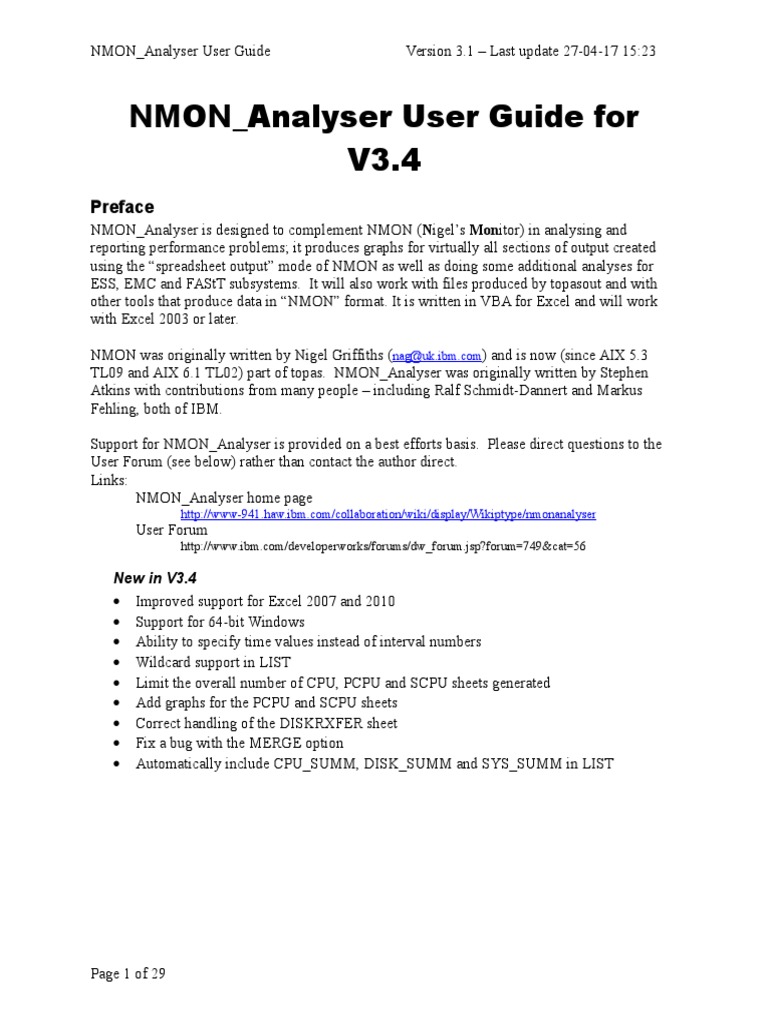 NMON Analyser User Guide v34 | PDF | Central Processing Unit ...