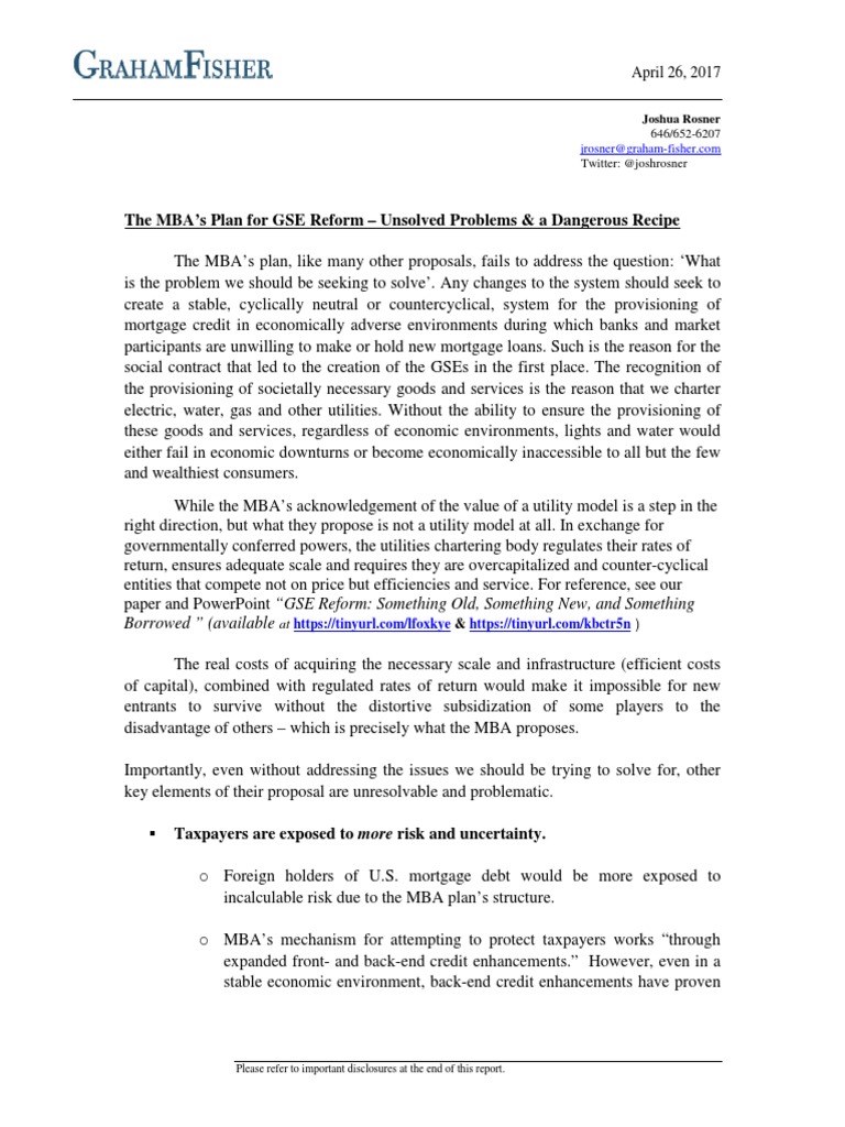 GF&Co - The MBA Plan For GSE Reform | PDF | Market Liquidity ...
