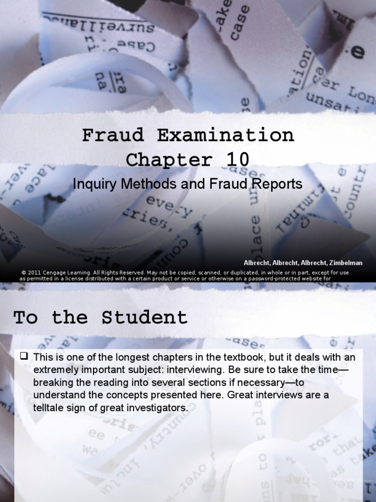 Fraud Examination Chapter 10: Inquiry Methods and Fraud Reports | PDF ...