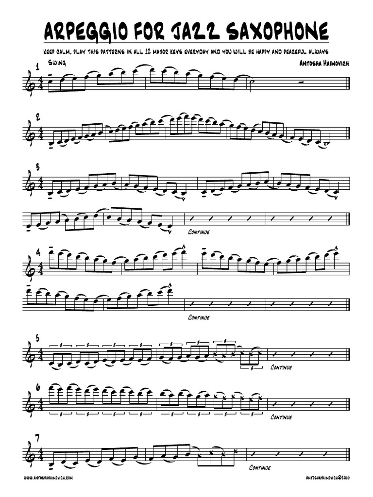 Antosha Haimovich - Arpeggio For Jazz Saxophone PDF | PDF | Entertainment (General) | Jazz Music