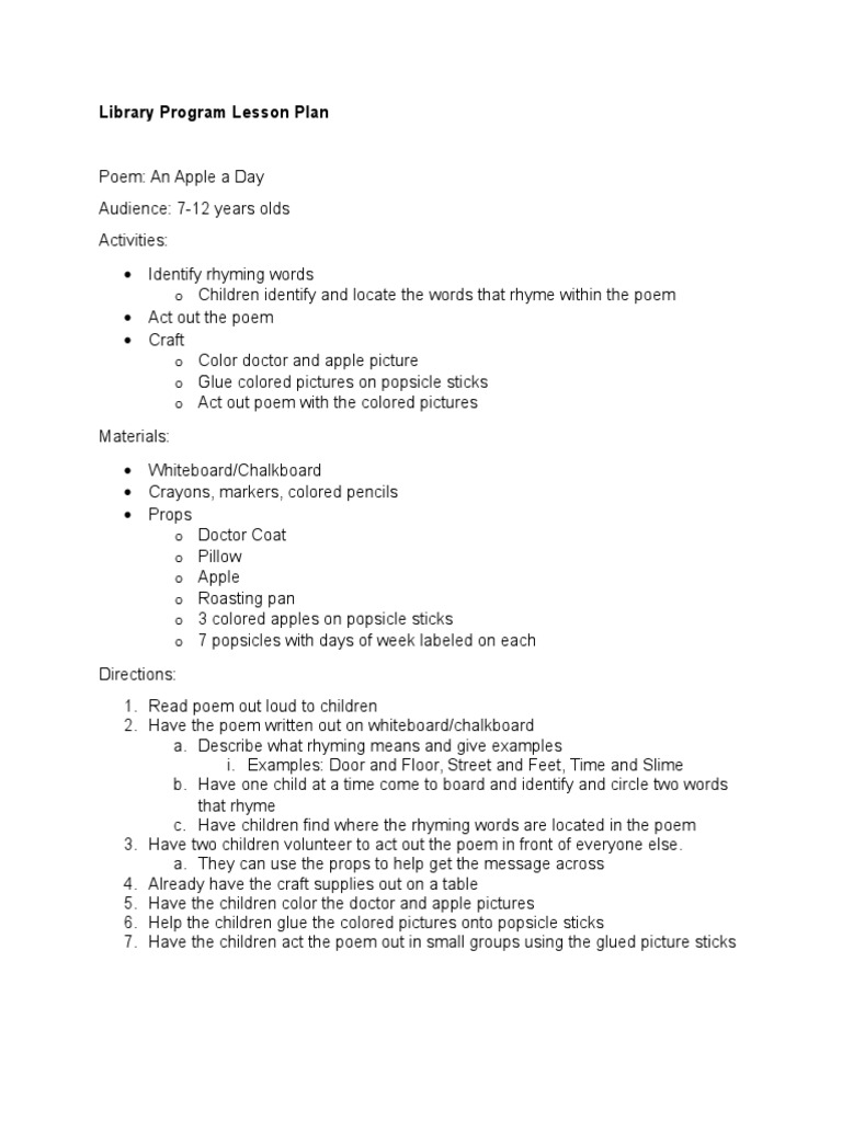 Poem Lesson Plan | PDF
