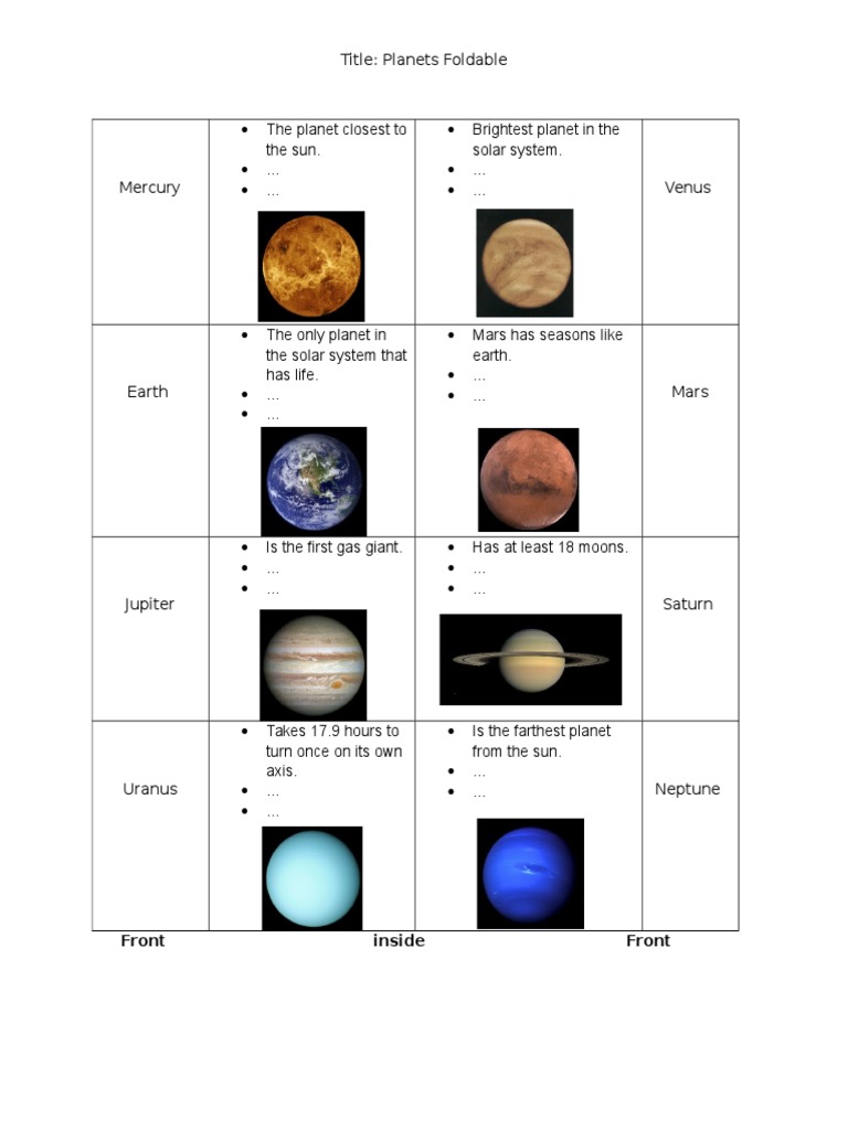 Solar System Planets Foldable PDF | PDF