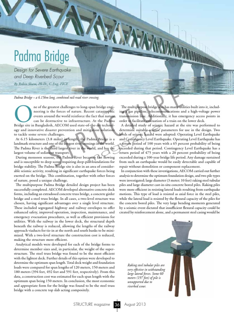 Padma Bridge-Design For Severe Earthquake and Deep Riverbed Scour | PDF ...