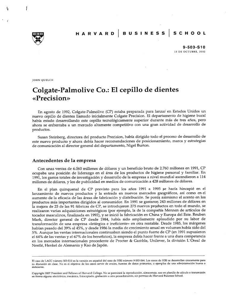 Caso Colgate Palmolive | PDF