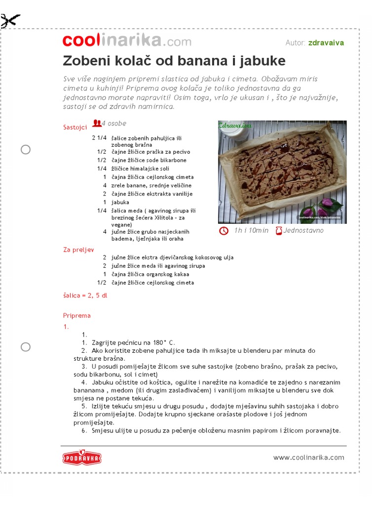 Zobeni Kolac Od Banana I Jabuke | PDF