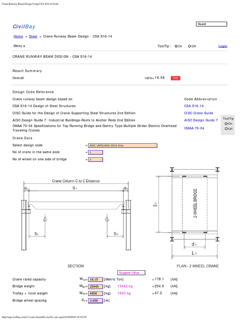 Crane Runway Beam Design Using CSA S16-14 Code | PDF | Crane (Machine ...