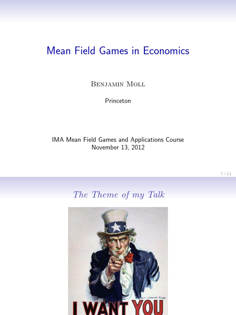 Mean Field Games in Economics: Benjamin Moll | PDF