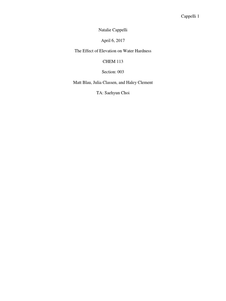 Chem 113 - Water Sample Lab Report | Download Free PDF | Absorbance ...