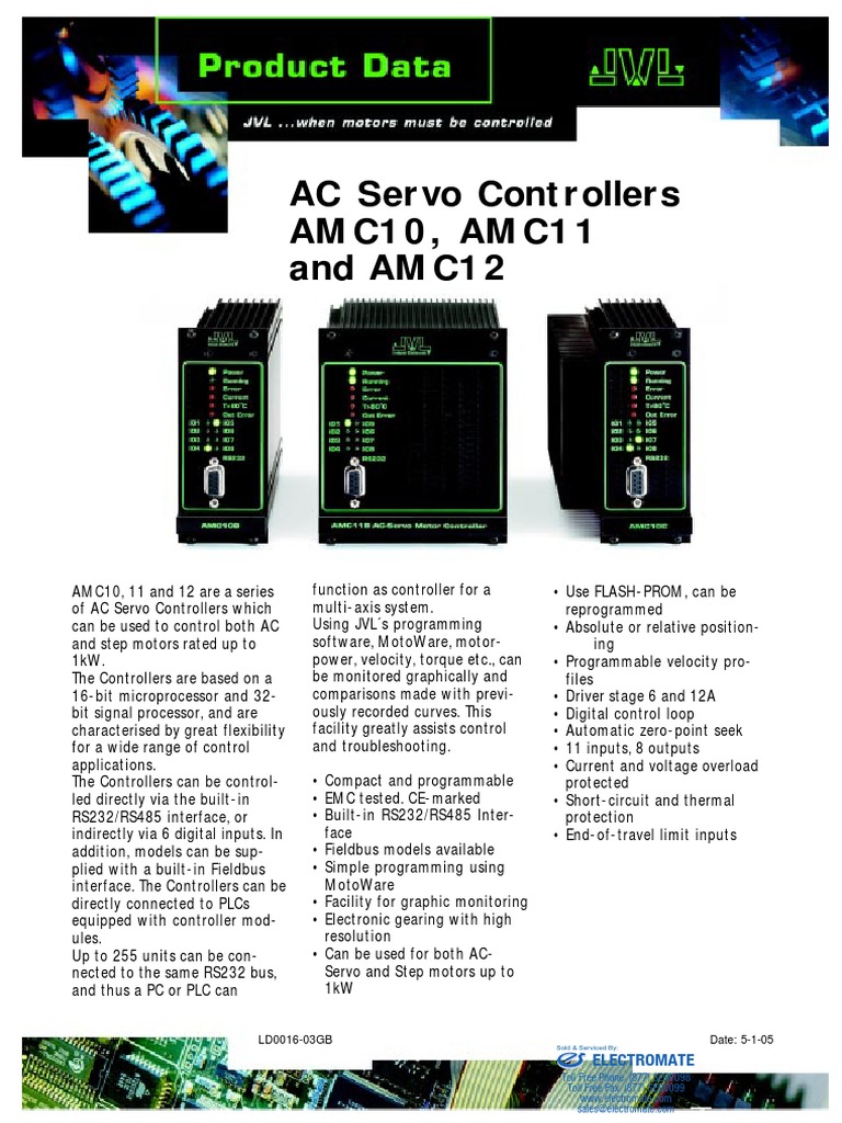 JVL AC Servo Controllers AMC10, AMC11 and AMC12 | Download Free PDF | Servomechanism ...