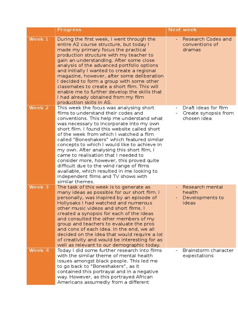 Production Diary | PDF | Brainstorming | Leisure