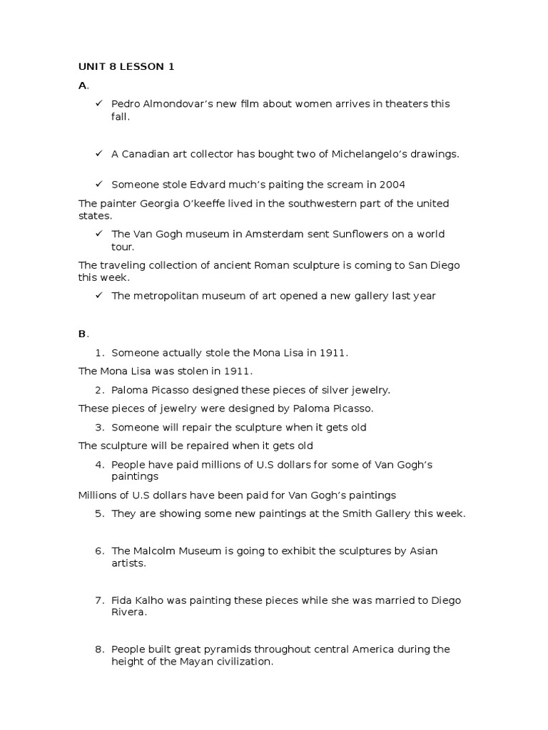 Unit 8 Lesson 1 | PDF | Social Science | Art