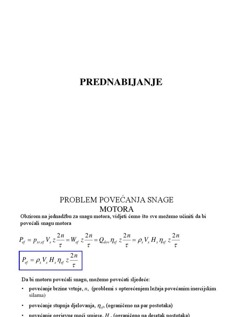 Prednabijanje Motora S Unutarnjim Izgaranjem | PDF