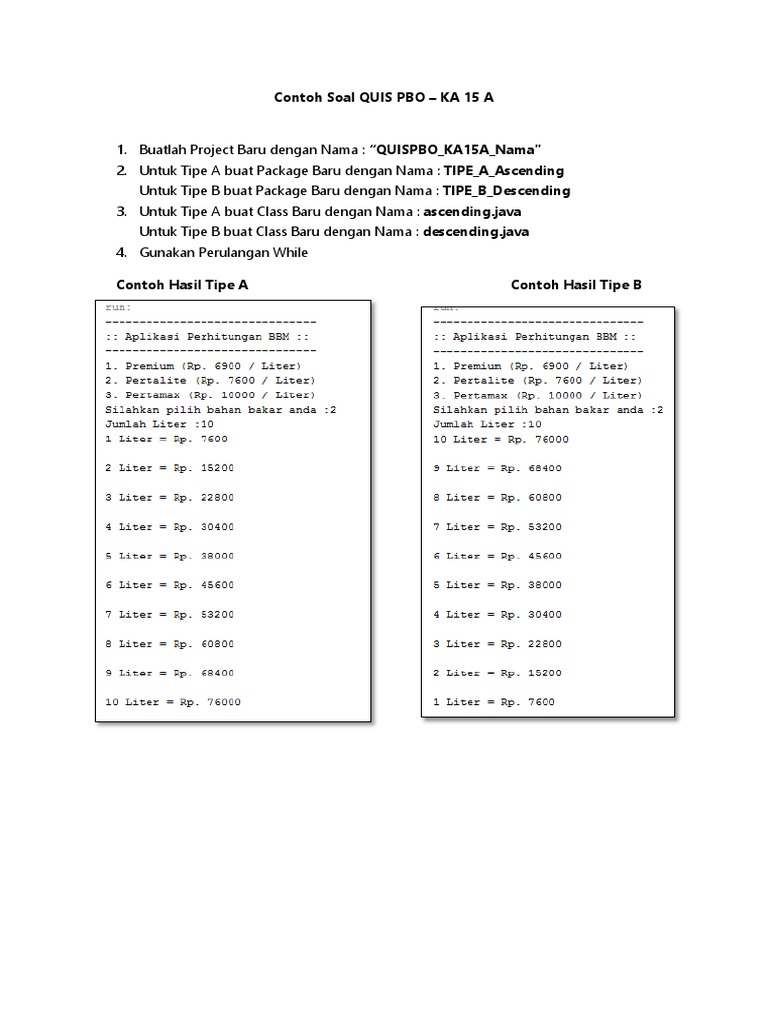 Contoh Soal Pbo Java | PDF