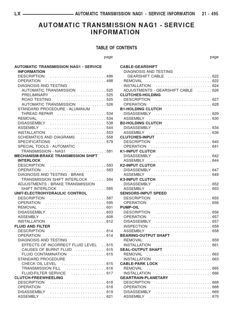 NAG1 Manual | PDF | Automatic Transmission | Transmission (Mechanics)