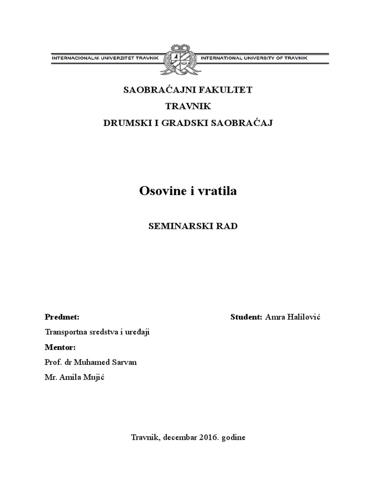 Amra Halilovic - Osovine I Vratila | PDF