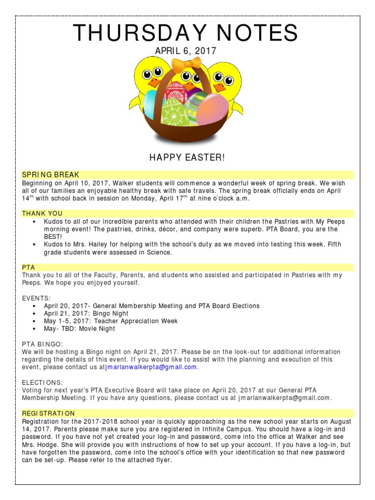 Thursday Notes 4 6 17 | PDF