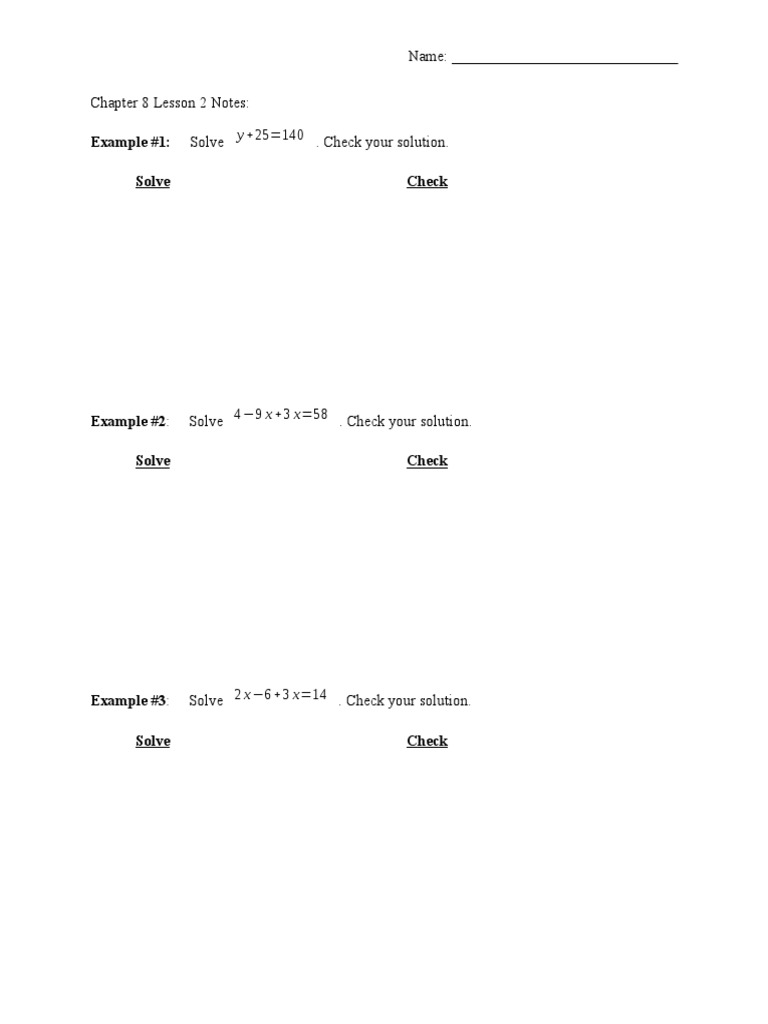 Chapter 8 Lesson 2 Notes Pdf Equations Mathematical Analysis 3768