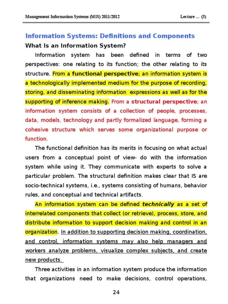 Mis Lecture 3 Download Free Pdf Information System Management