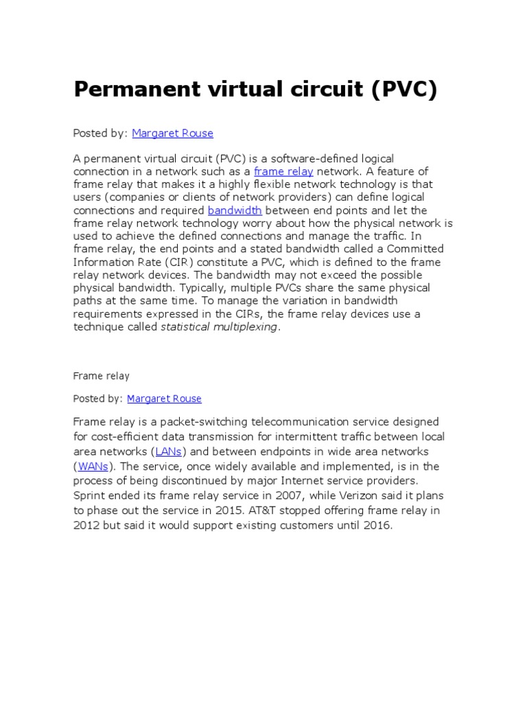 Permanent Virtual Circuit (PVC) | PDF