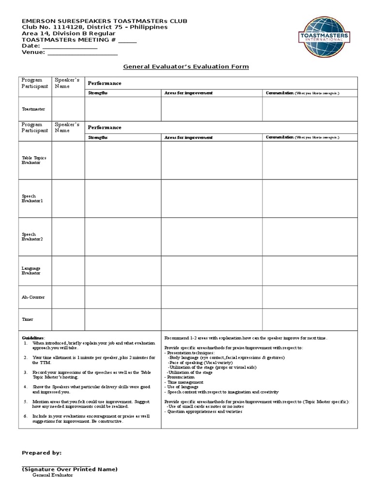 GE's Evaluation Form | PDF | Human Communication | Cognition