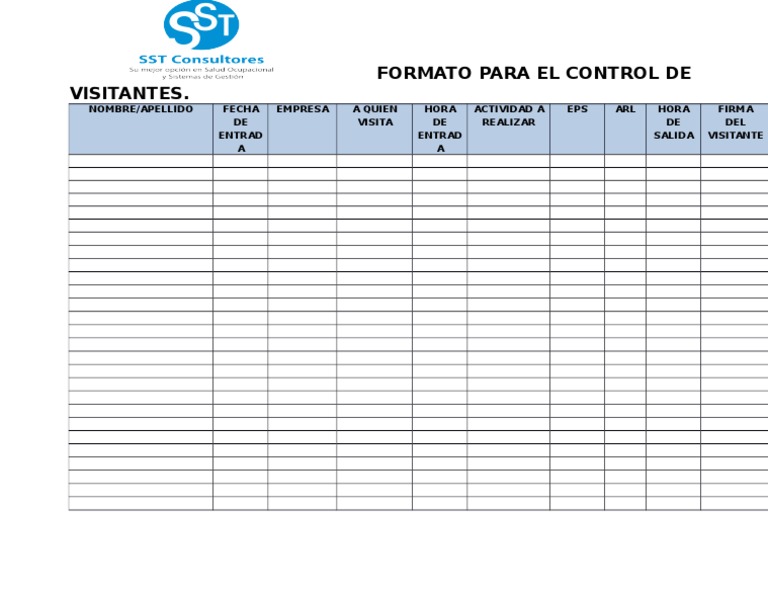 Hojas De Registro De Visitantes Para Imprimir Registro De Visitantes