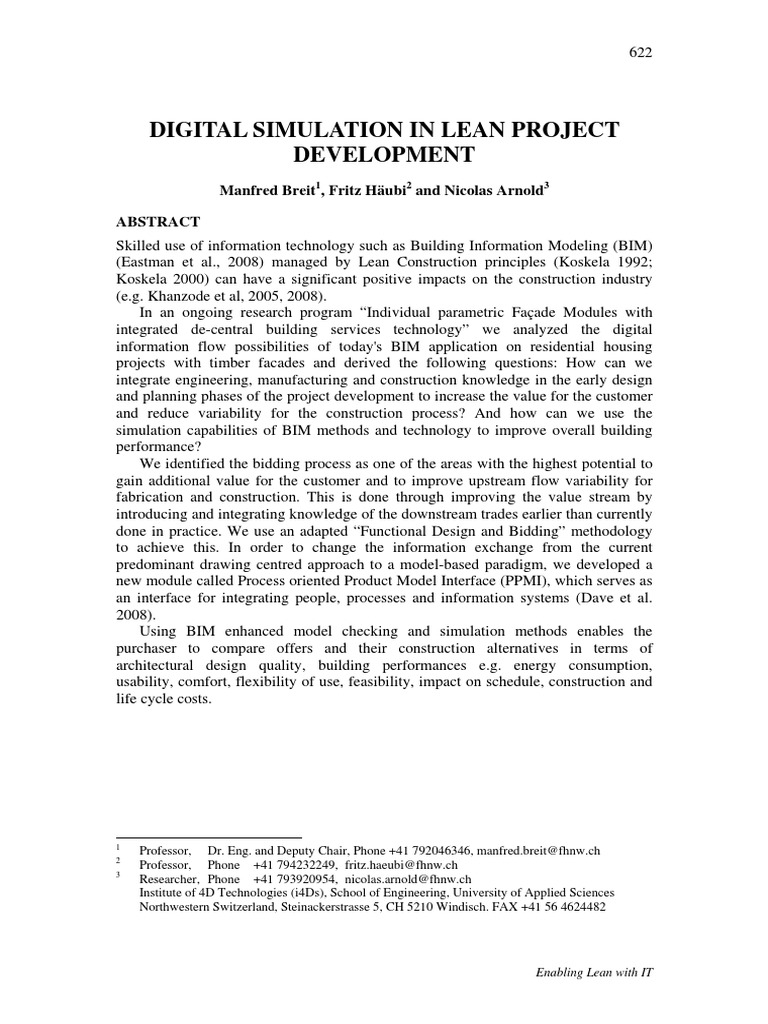 Breit Et Al. 2010 - Digital Simulation in Lean Project Development ...