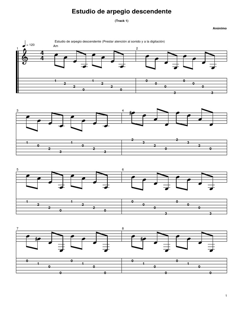 Estudio - Arpegio Descendente | PDF | Tecnicas musicales | Composiciones Musicales