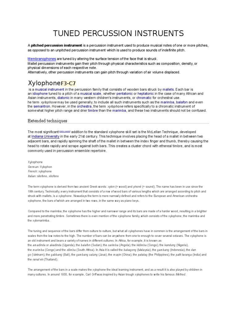 Tuned Percussion Instruents | PDF | Musical Instruments | Music Production