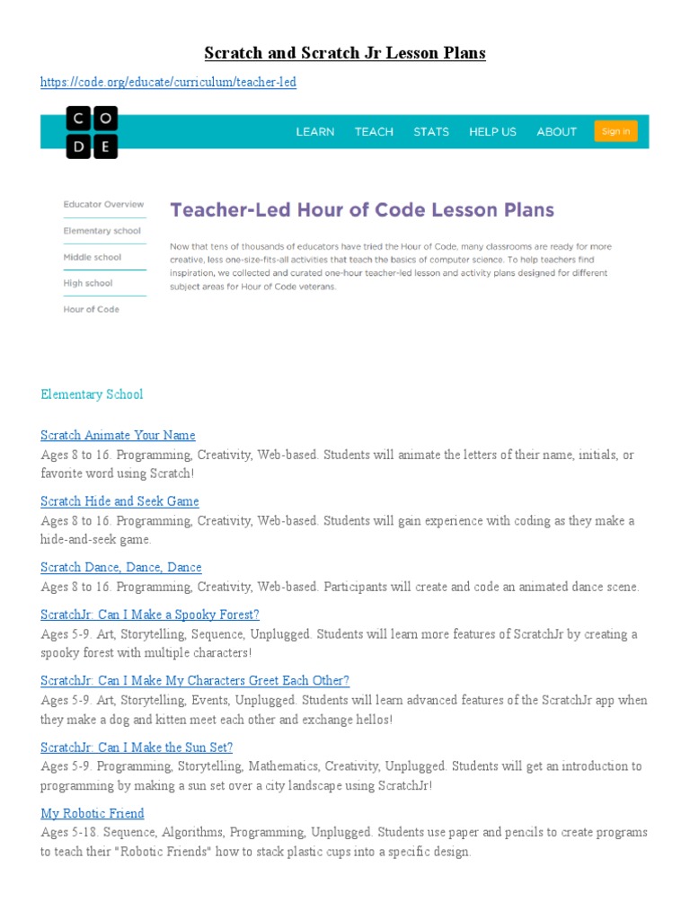 Scratch and Scratch JR Lesson Plans 3 | Download Free PDF | Scratch (Programming Language ...