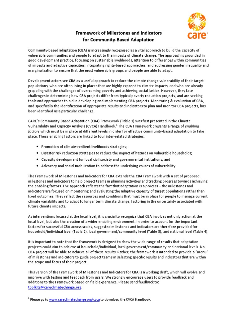 CARE CBA Framework | PDF | Disaster Risk Reduction | Agriculture