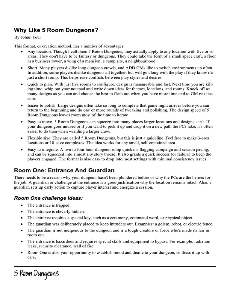 5 Room Dungeon | PDF