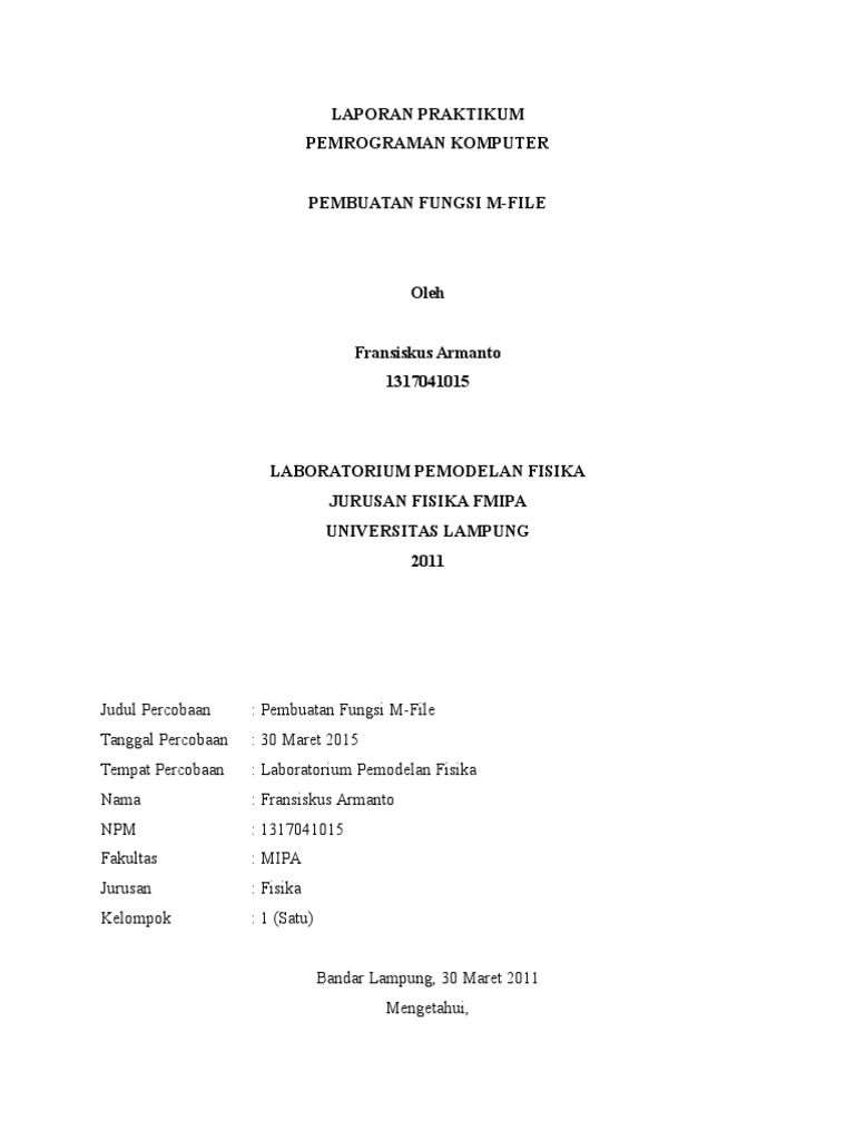 LAPORAN PRAKTIKUM Matlab | PDF