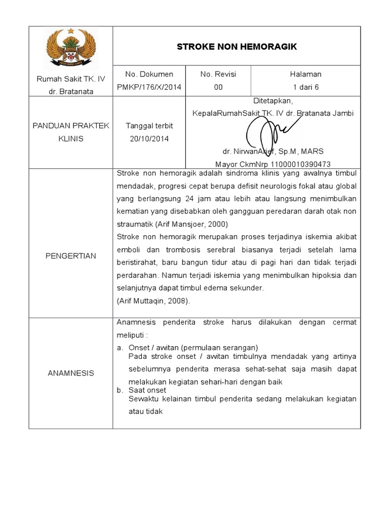 SPO PPK Stroke Non Hemoragik | PDF