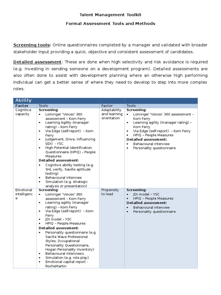 Formal Assessment Tools and Methods | PDF | Educational Assessment ...