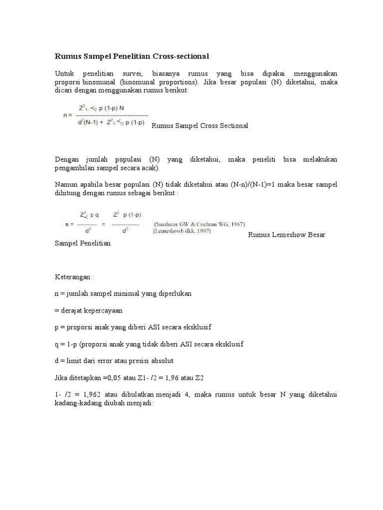 Rumus Sampel Penelitian Cross | PDF