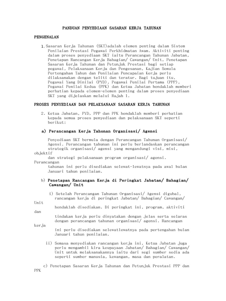 Panduan Penyediaan Sasaran Kerja Tahunan | PDF