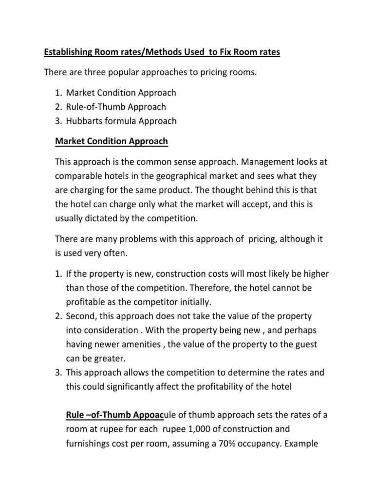 Establishing Room Rates | PDF | Expense | Competition